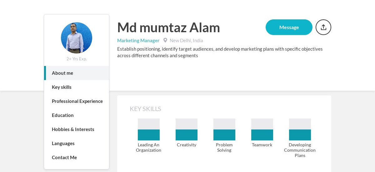 Md mumtaz Alam Online Resume | CraftmyCV