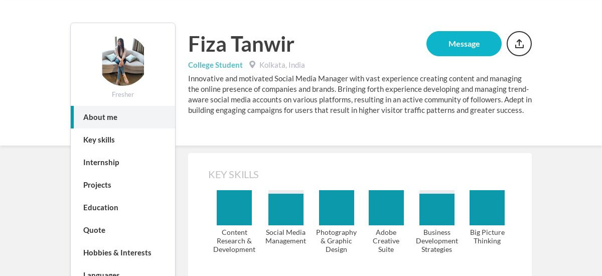 Fiza Tanwir Online Resume | CraftmyCV
