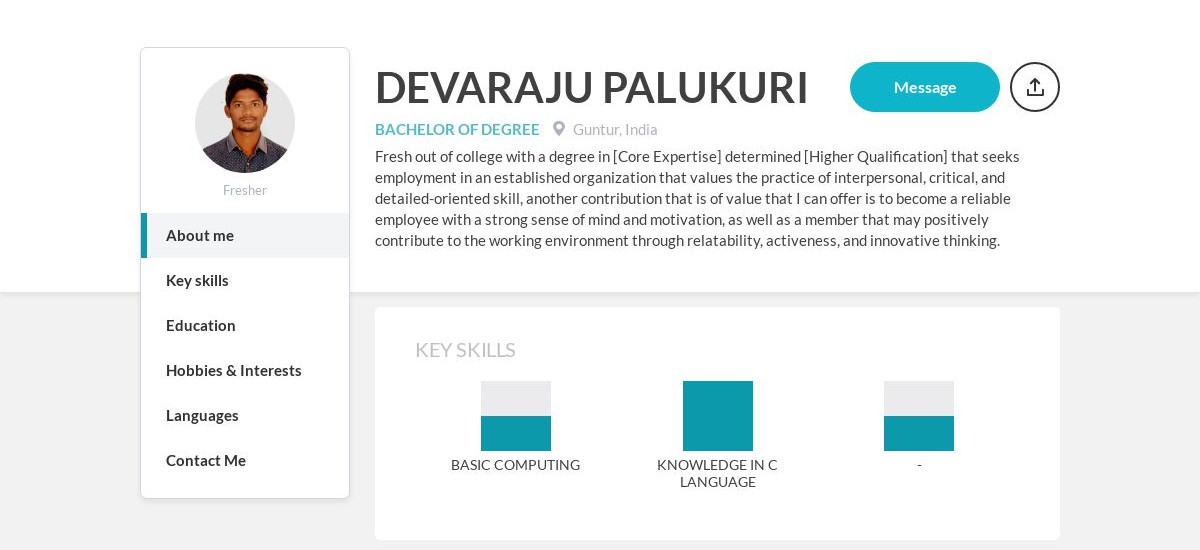 DEVARAJU PALUKURI Online Resume | CraftmyCV