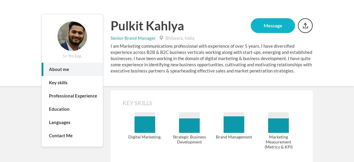Pulkit Kahlya Online Resume | CraftmyCV