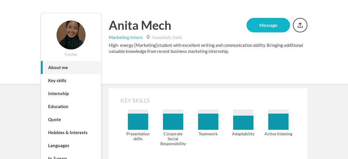 Anita Mech Online Resume | CraftmyCV Anita Mech Online Resume | CraftmyCV