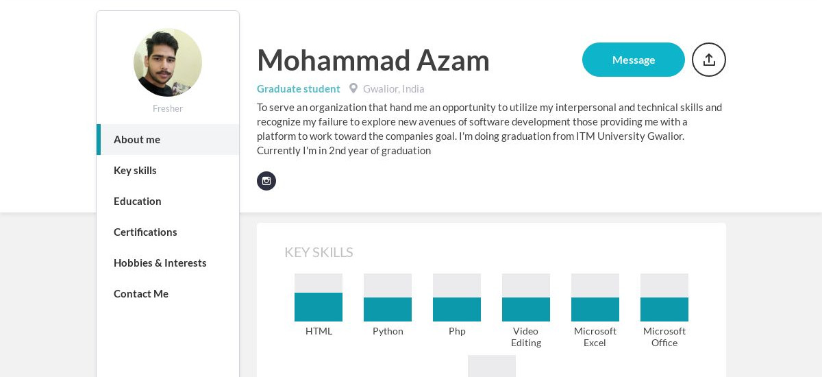Mohammad Azam Online Resume | CraftmyCV