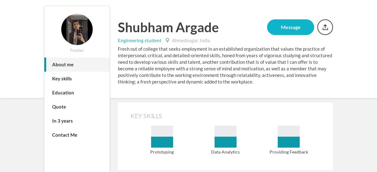 Shubham Argade Online Resume | CraftmyCV