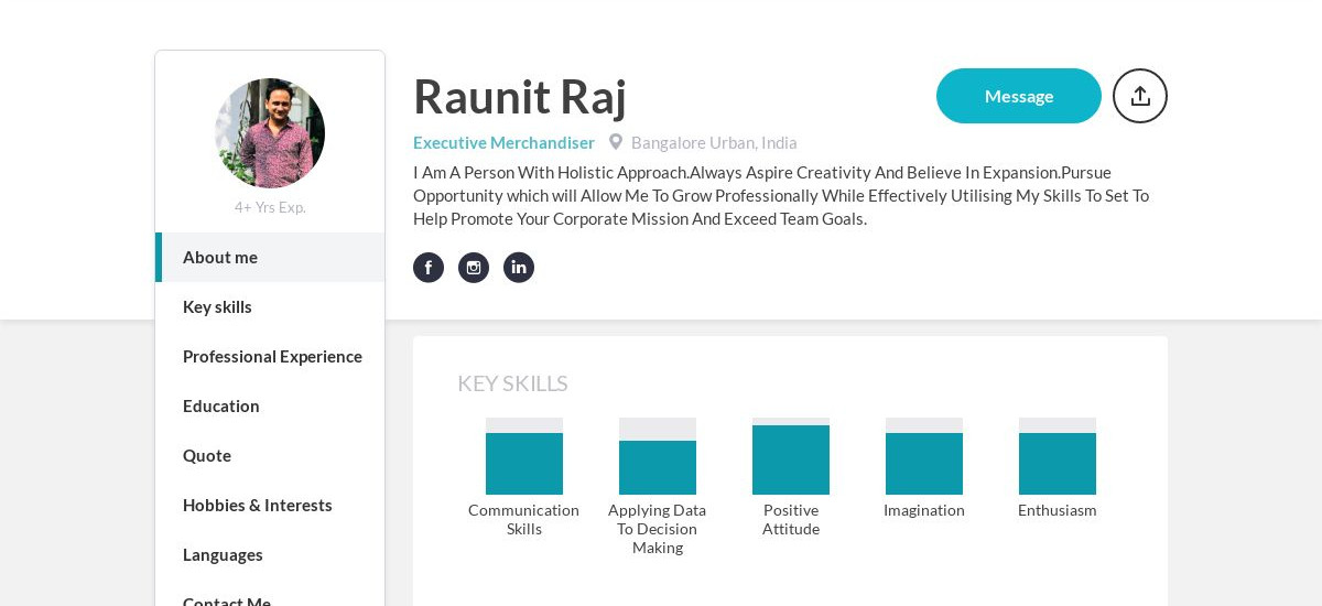Raunit Raj Online Resume | CraftmyCV