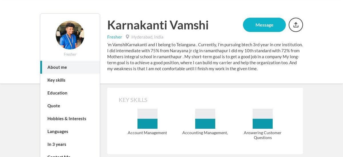 Karnakanti Vamshi Online Resume | CraftmyCV