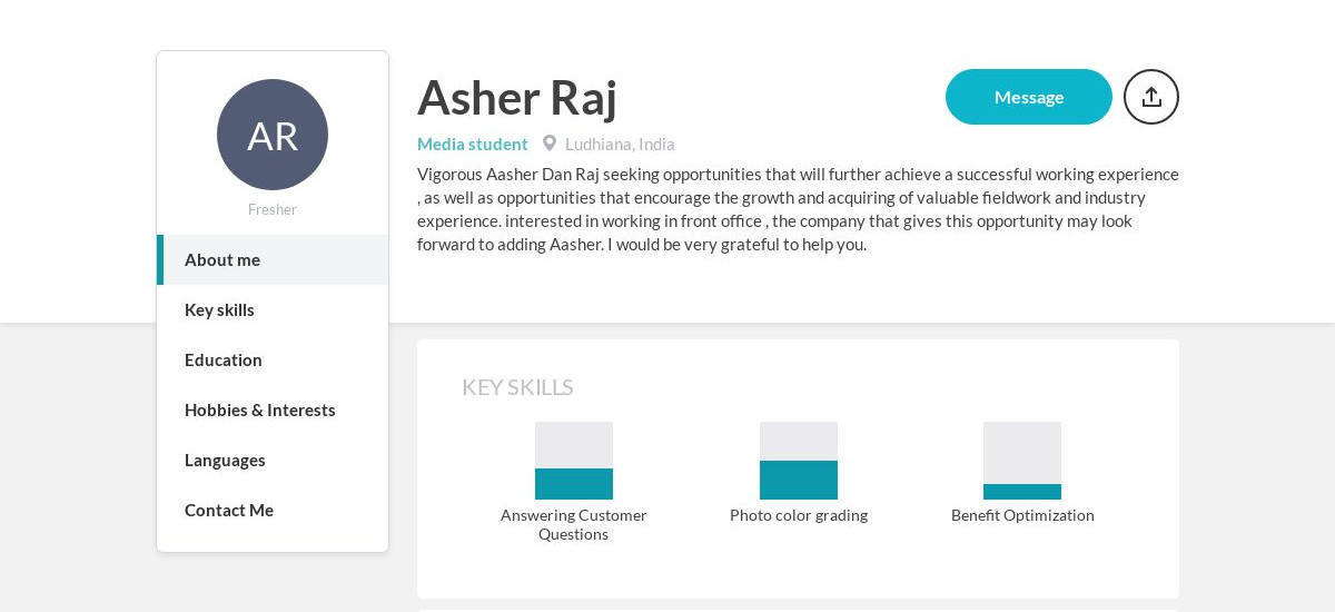 Asher Raj Online Resume | CraftmyCV