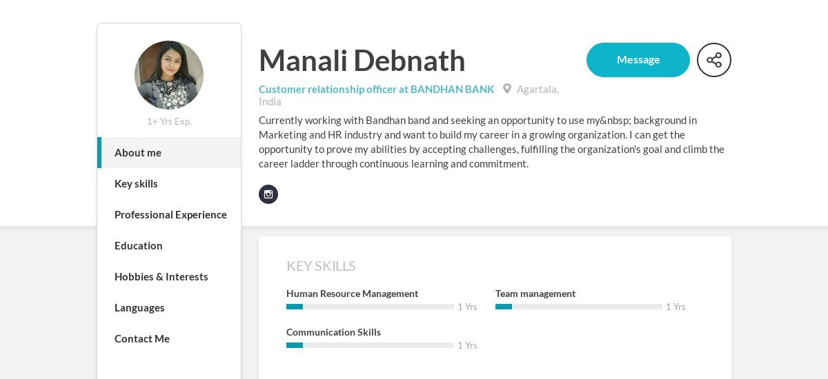 Manali Debnath Online Resume Craftmycv 5244