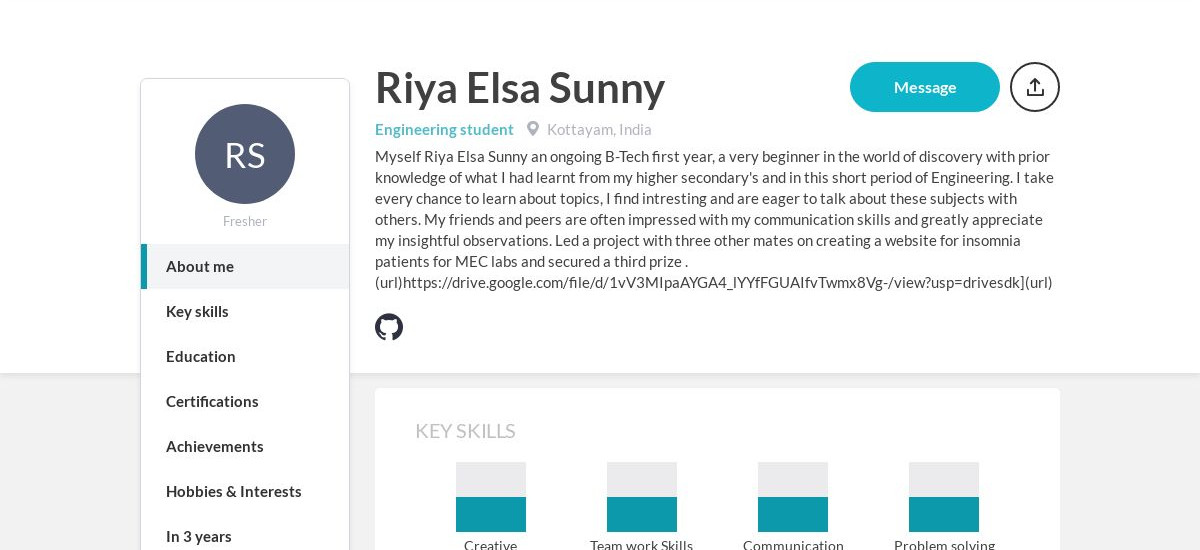 Riya Elsa Sunny Online Resume | CraftmyCV