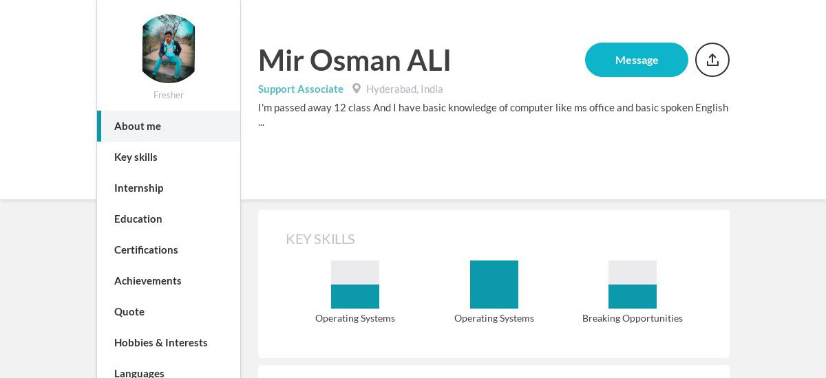 Mir Osman ALI Online Resume | CraftmyCV