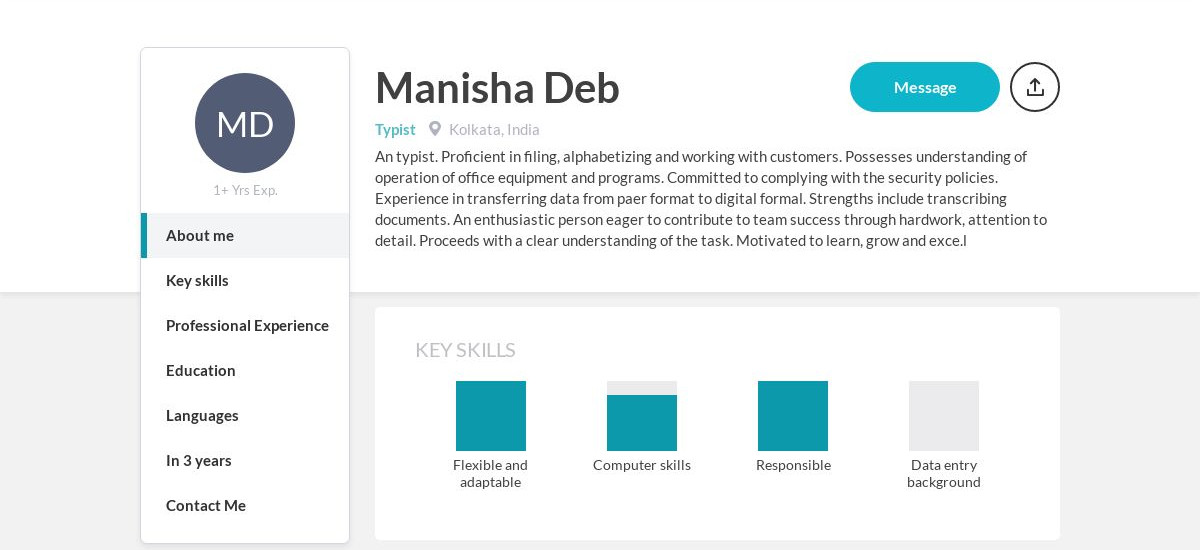 Manisha Deb Online Resume | CraftmyCV