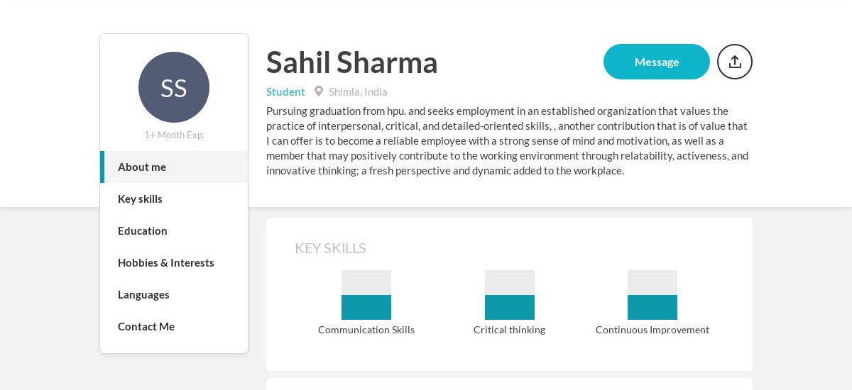 Sahil Sharma Online Resume | CraftmyCV
