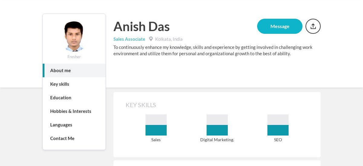 Anish Das Online Resume | CraftmyCV
