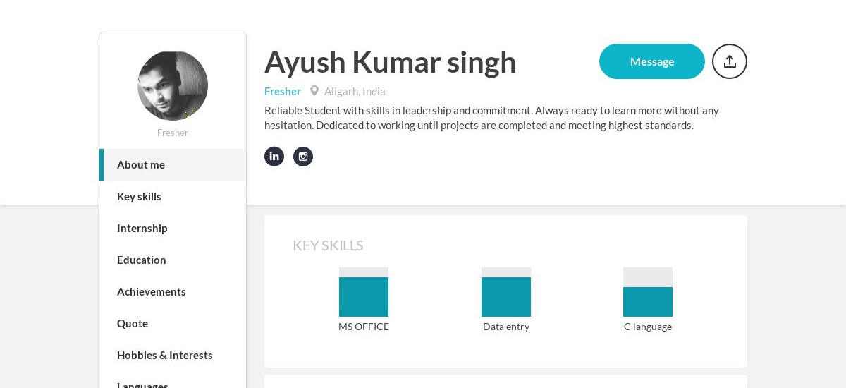 Ayush Kumar singh Online Resume | CraftmyCV