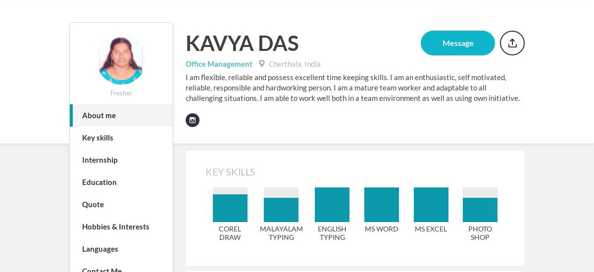 KAVYA DAS Online Resume | CraftmyCV