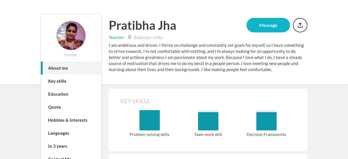 Pratibha Jha Online Resume | CraftmyCV