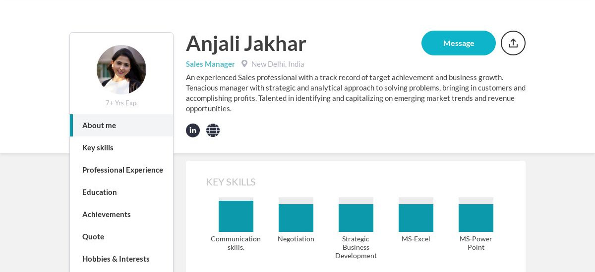 Anjali Jakhar Online Resume | CraftmyCV