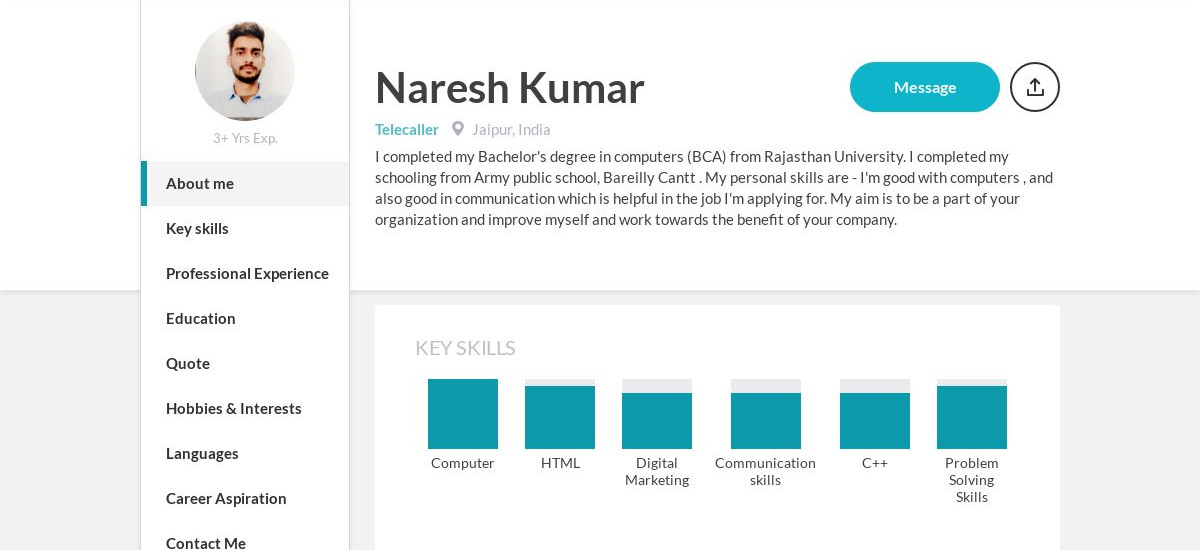 Naresh Kumar Online Resume | CraftmyCV