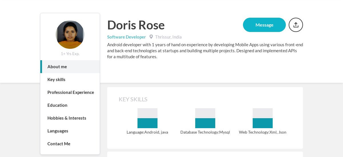 Doris Rose Online Resume | CraftmyCV