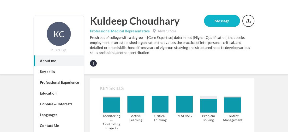 Kuldeep Choudhary Online Resume | CraftmyCV