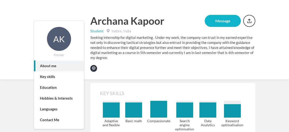 Archana Kapoor Online Resume | CraftmyCV