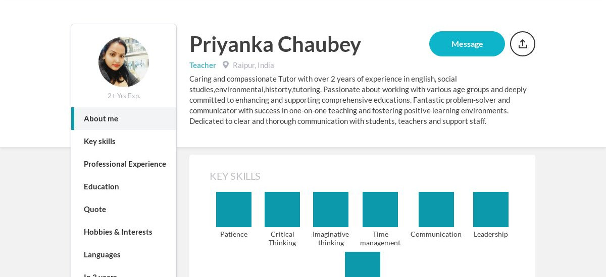 Priyanka Chaubey Online Resume | CraftmyCV