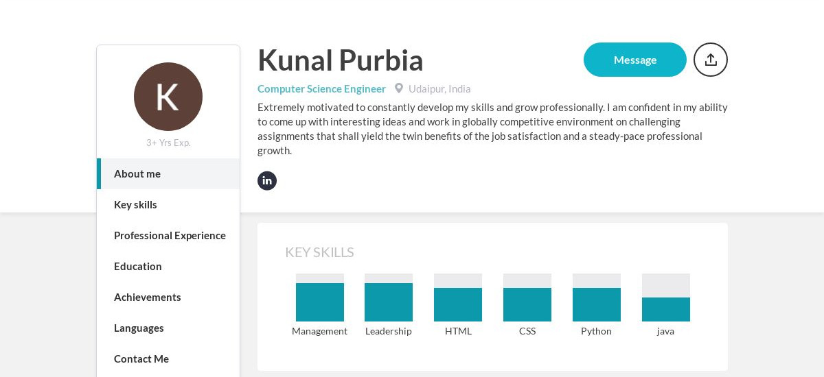 Kunal Purbia Online Resume | CraftmyCV