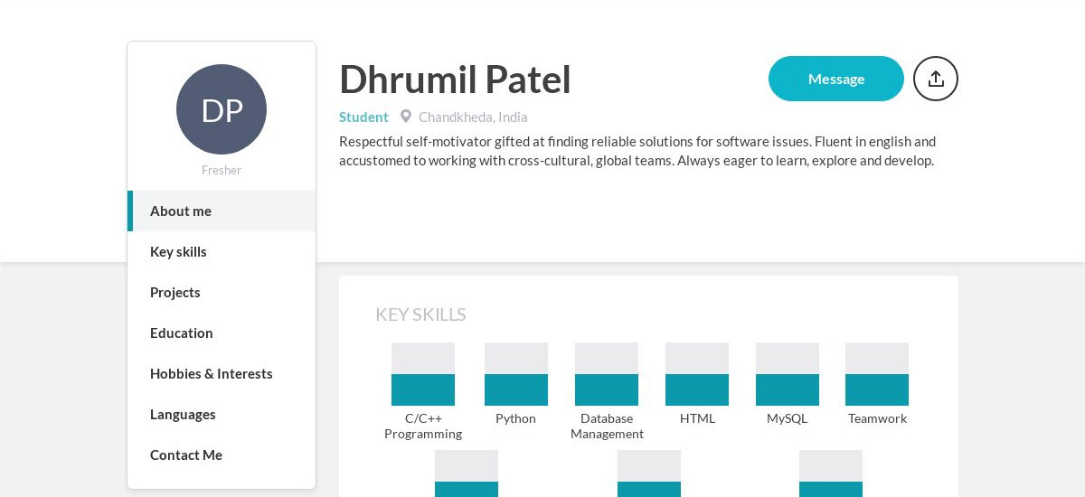 Dhrumil Patel Online Resume | CraftmyCV
