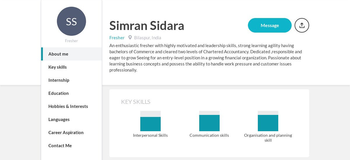Simran Sidara Online Resume | CraftmyCV