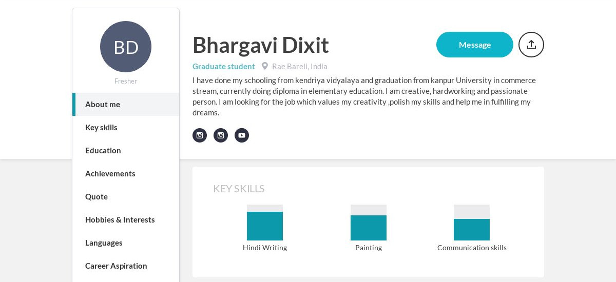 Bhargavi Dixit Online Resume | CraftmyCV