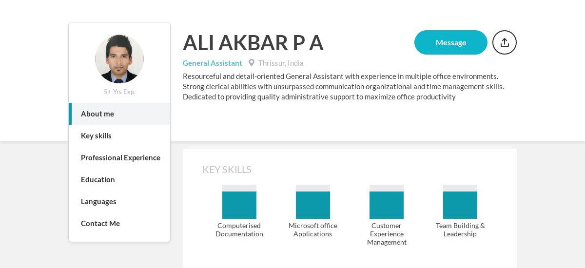 ALI AKBAR P A Online Resume | CraftmyCV