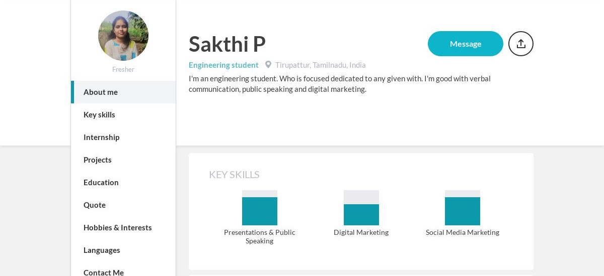 Sakthi P Online Resume | CraftmyCV