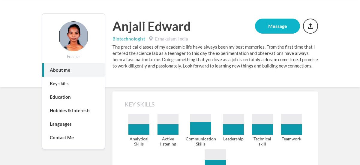 Anjali Edward Online Resume | CraftmyCV
